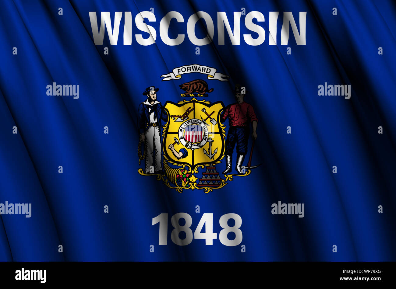 Wisconsin waving flag illustration. US states. Perfect for background ...