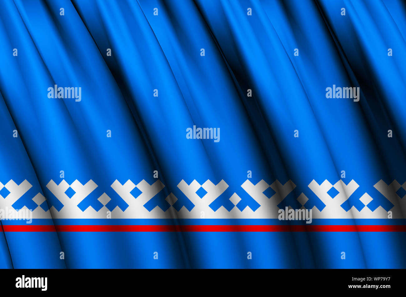 Yamal-Nenets Autonomous District waving flag illustration. Regions of ...