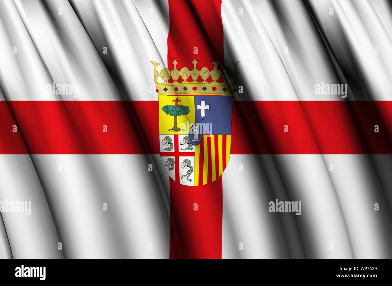 Zaragoza waving flag illustration. Regions and cities of Spain. Perfect ...
