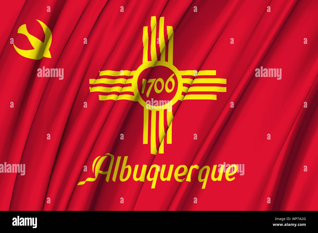 Albuquerque New Mexico waving flag illustration. Regions and Cities of ...