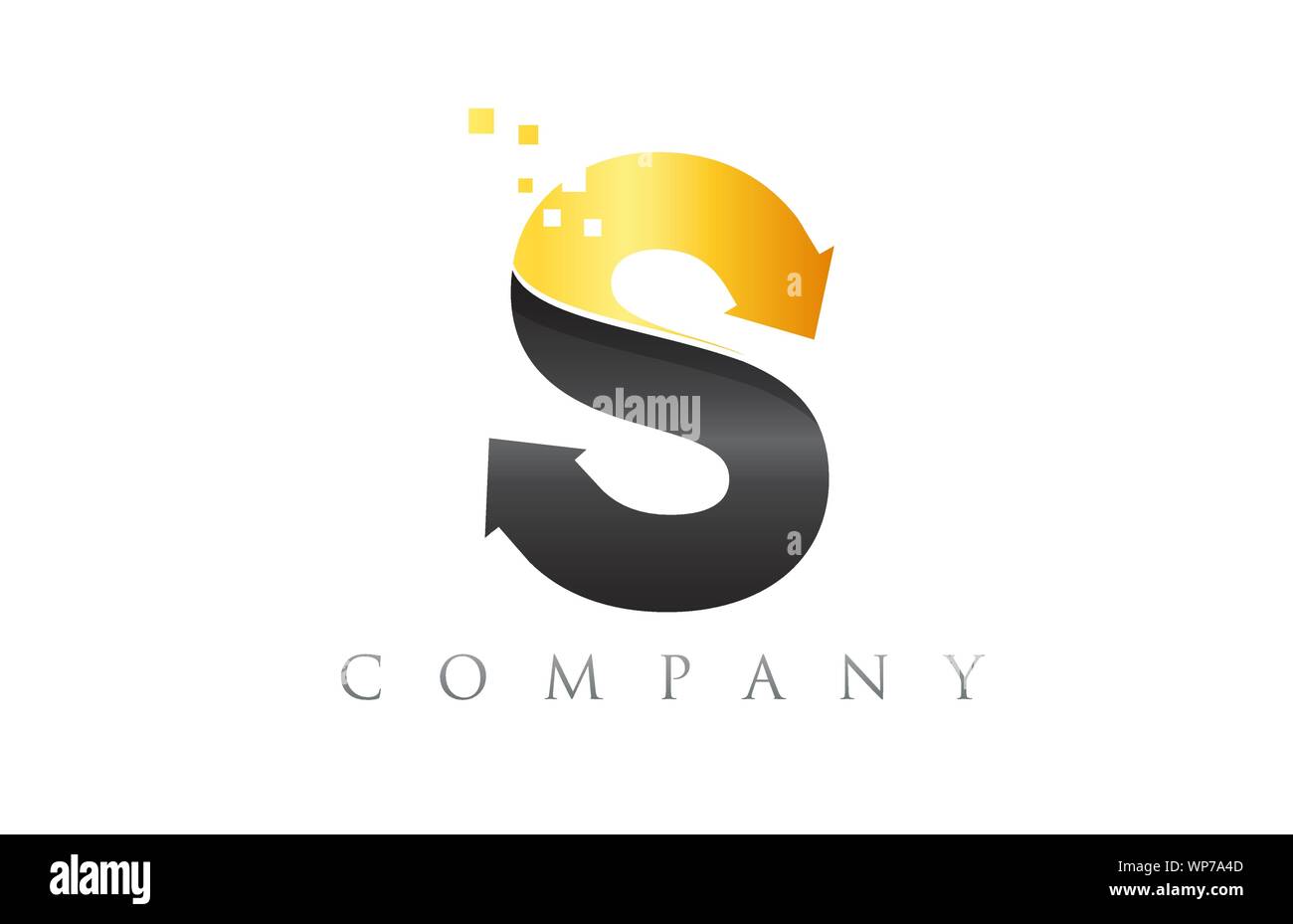 S black yellow gold alphabet letter logo icon design suitable for a company or business Stock ...