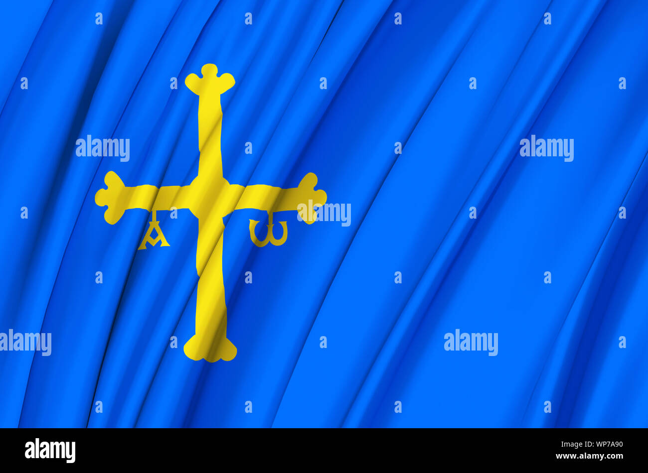 Asturias waving flag illustration. Regions and cities of Spain. Perfect ...