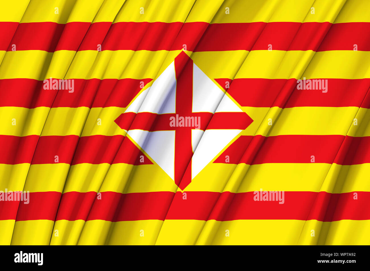 Barcelona waving flag illustration. Regions and cities of Spain ...
