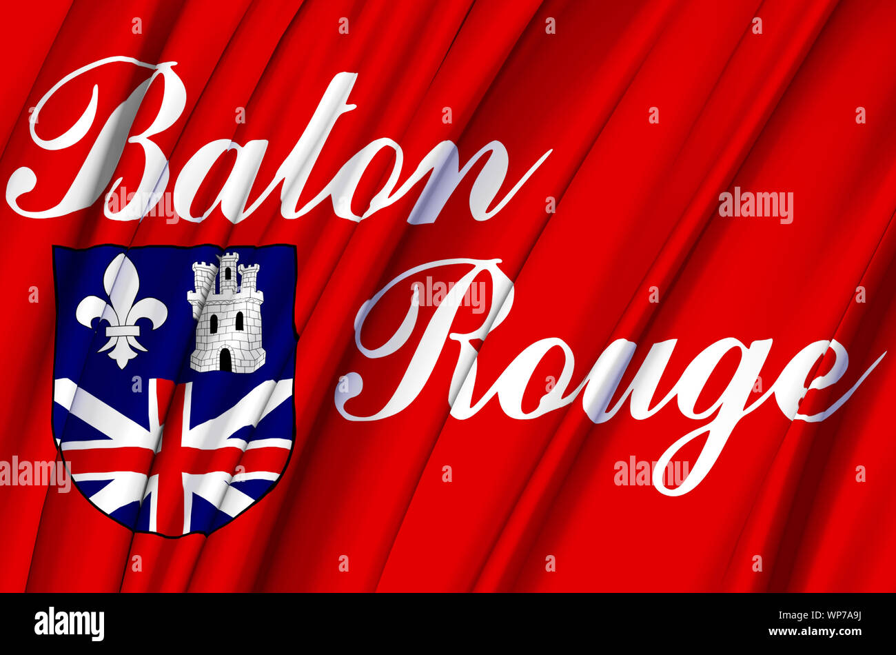 Baton Rouge waving flag illustration. Regions and Cities of the United ...