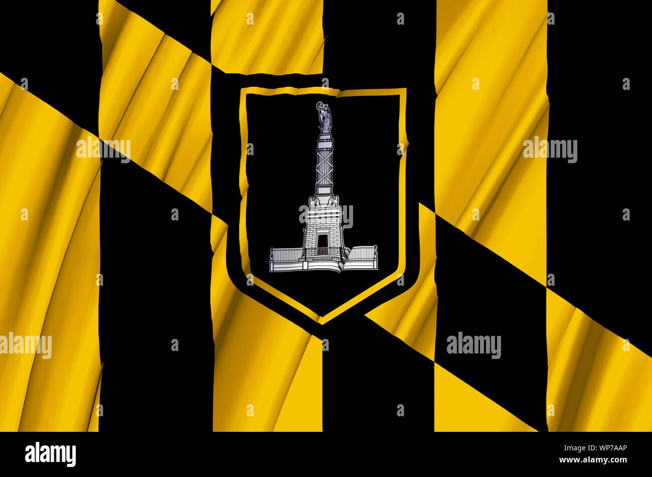 Baltimore City waving flag illustration. Regions and Cities of the ...