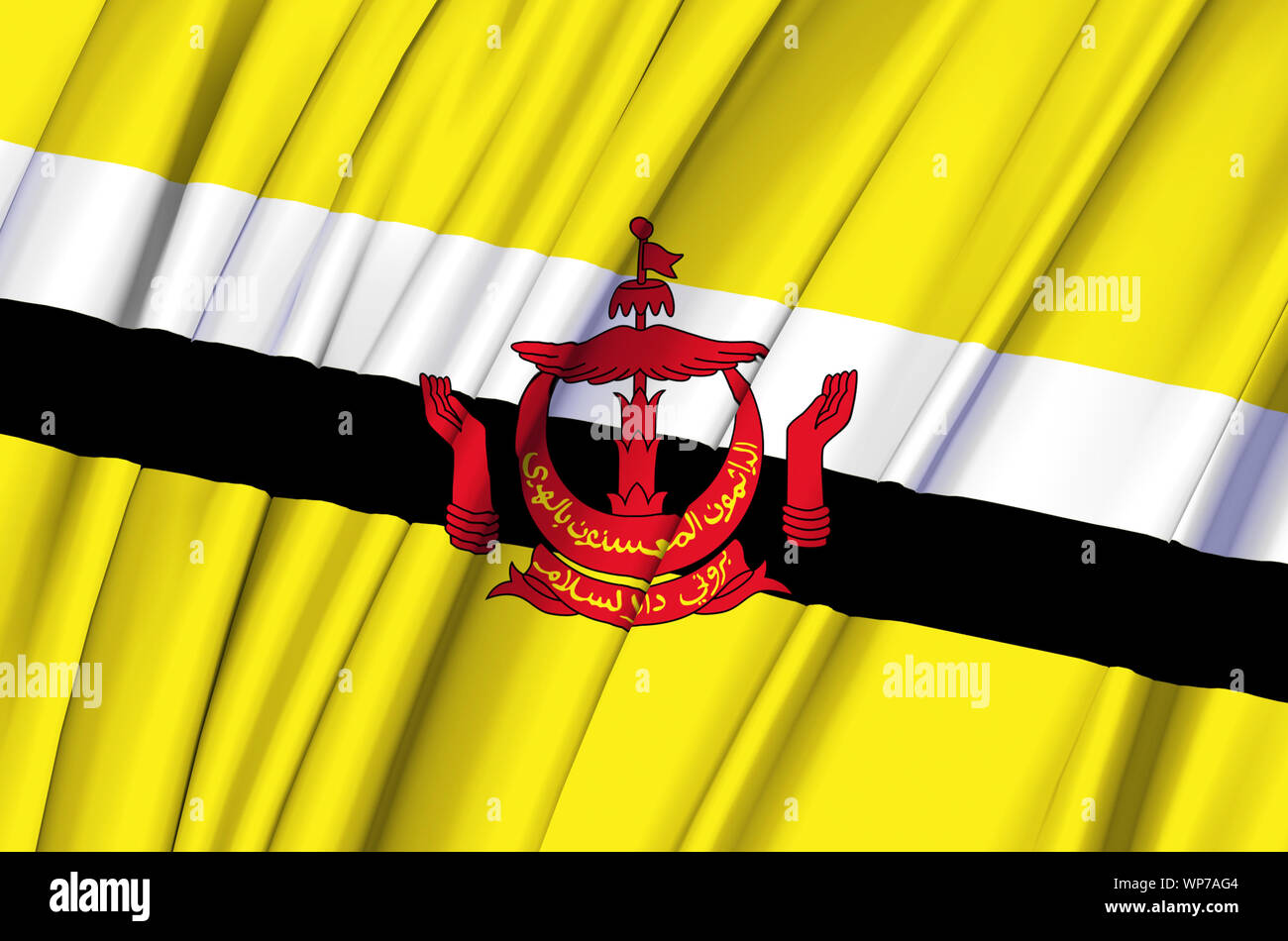 Brunei waving flag illustration. Countries of Asia. Perfect for ...