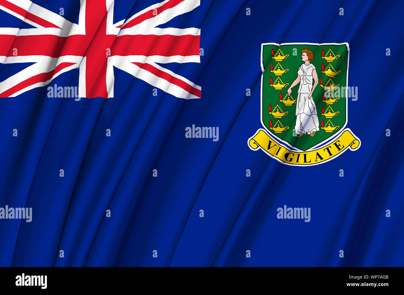 British Virgin Islands waving flag illustration. Countries of North and ...