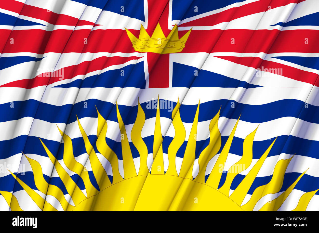 British Columbia waving flag illustration. States, cities and Regions ...