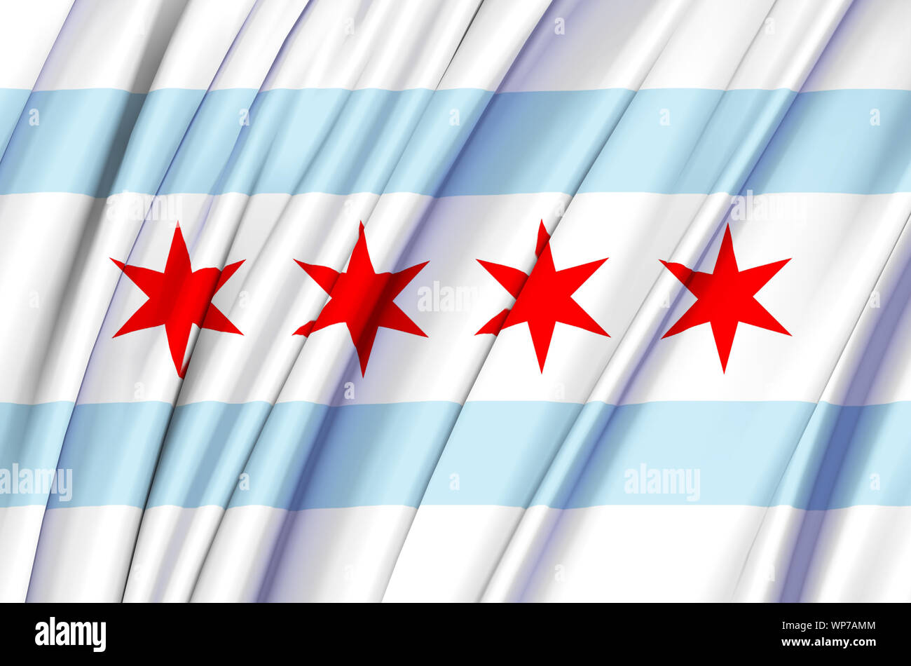 Chicago waving flag illustration. Regions and Cities of the United ...