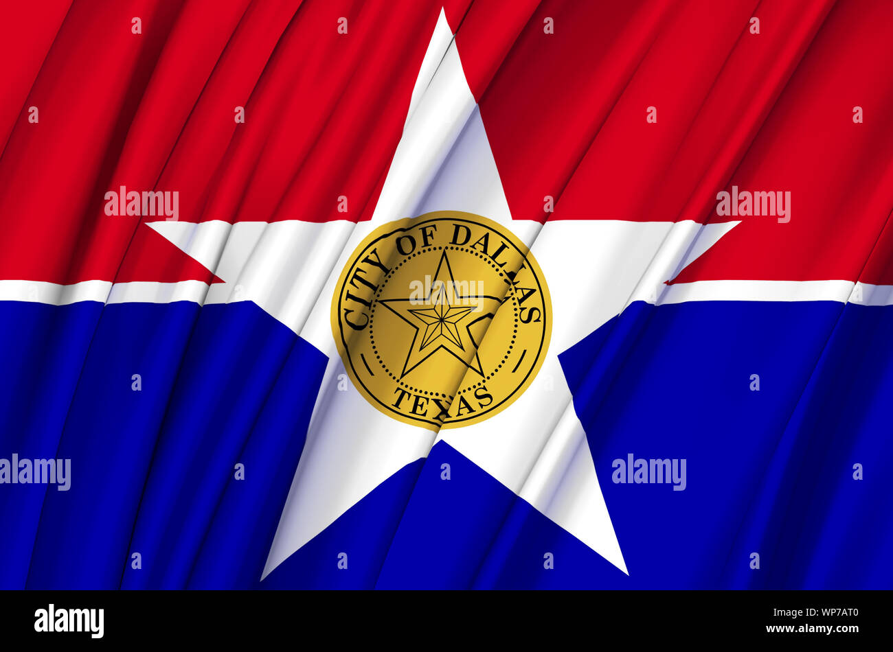 City Of Dallas waving flag illustration. Regions and Cities of the ...