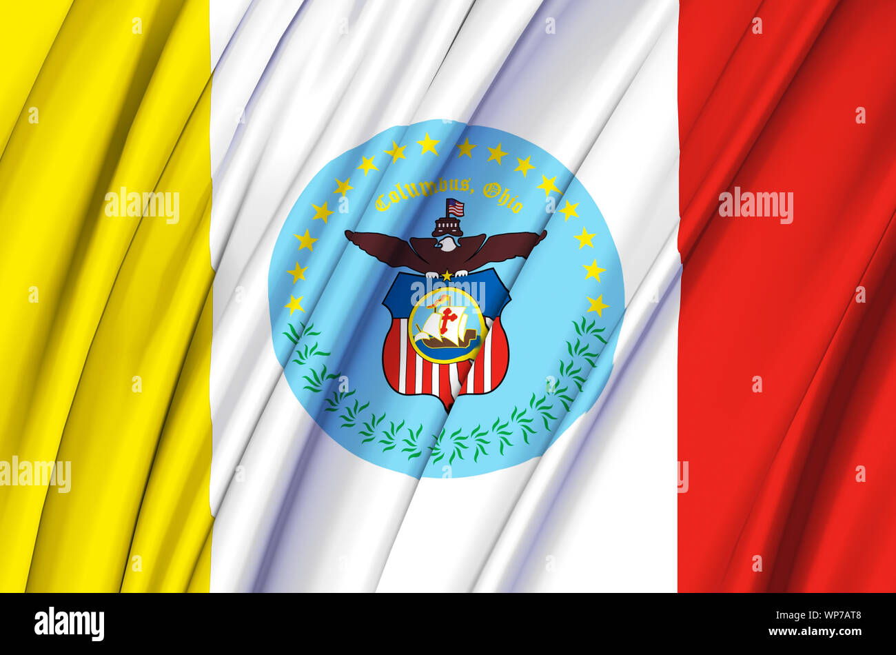 Columbus Ohio waving flag illustration. Regions and Cities of the ...