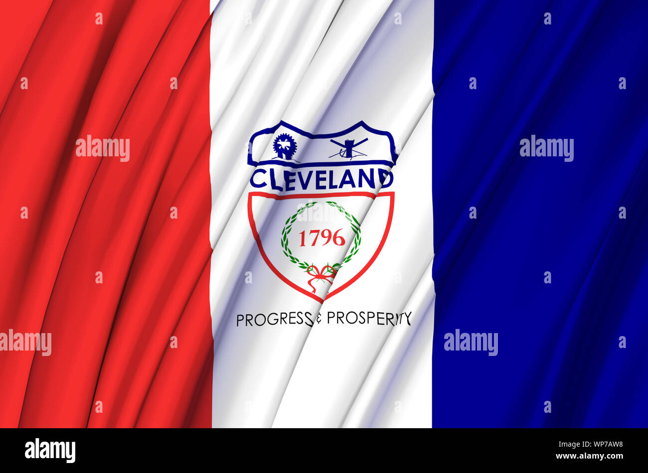Cleveland waving flag illustration. Regions and Cities of the United ...