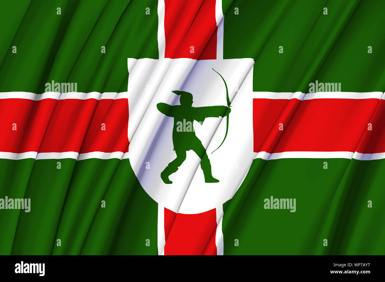 County Nottinghamshire waving flag illustration. Regions of England and ...