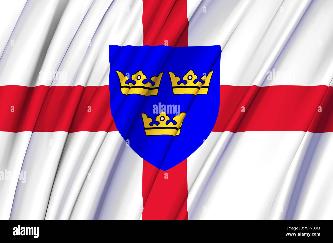 East Anglia waving flag illustration. Regions of England and United ...