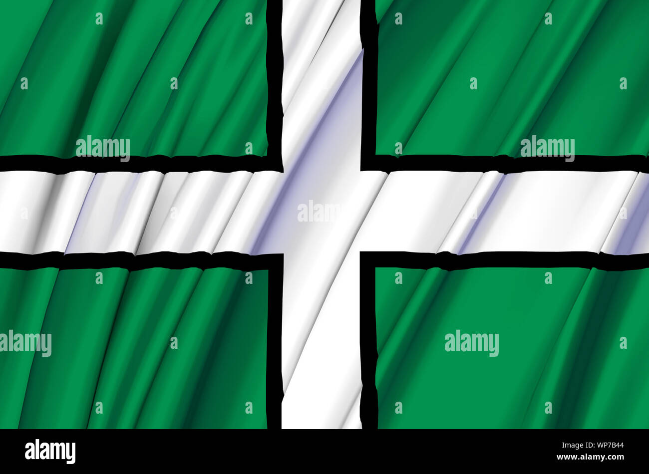 Devon waving flag illustration. Regions of England and United Kingdom ...