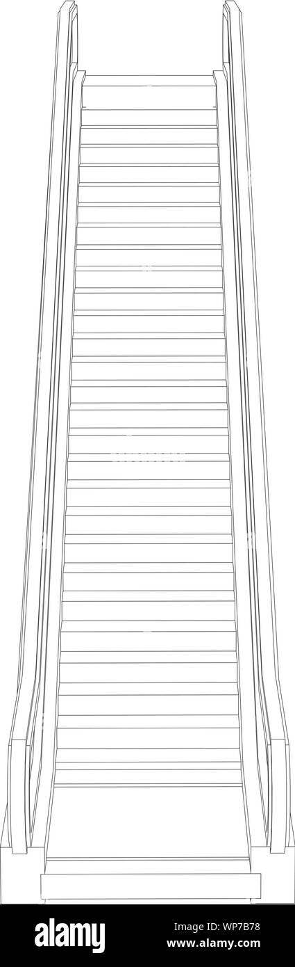 Sketch of escalator. Front view. Vector illustration Stock Vector Image ...