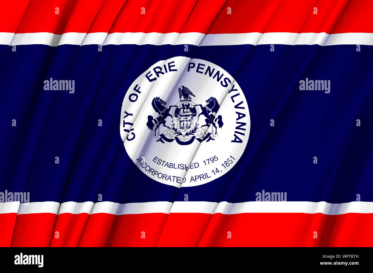 Erie Pennsylvania waving flag illustration. Regions and Cities of the ...