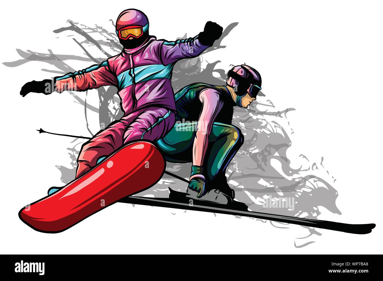 collection of sport snowboard, skiers vector illustration Stock Vector ...