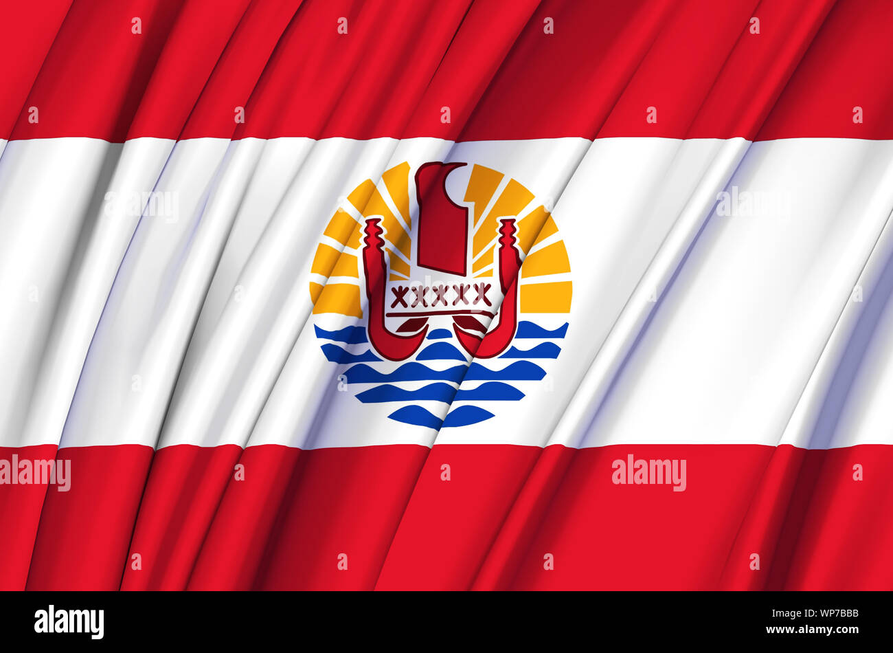 French Polynesia waving flag illustration. Countries of Australia and ...