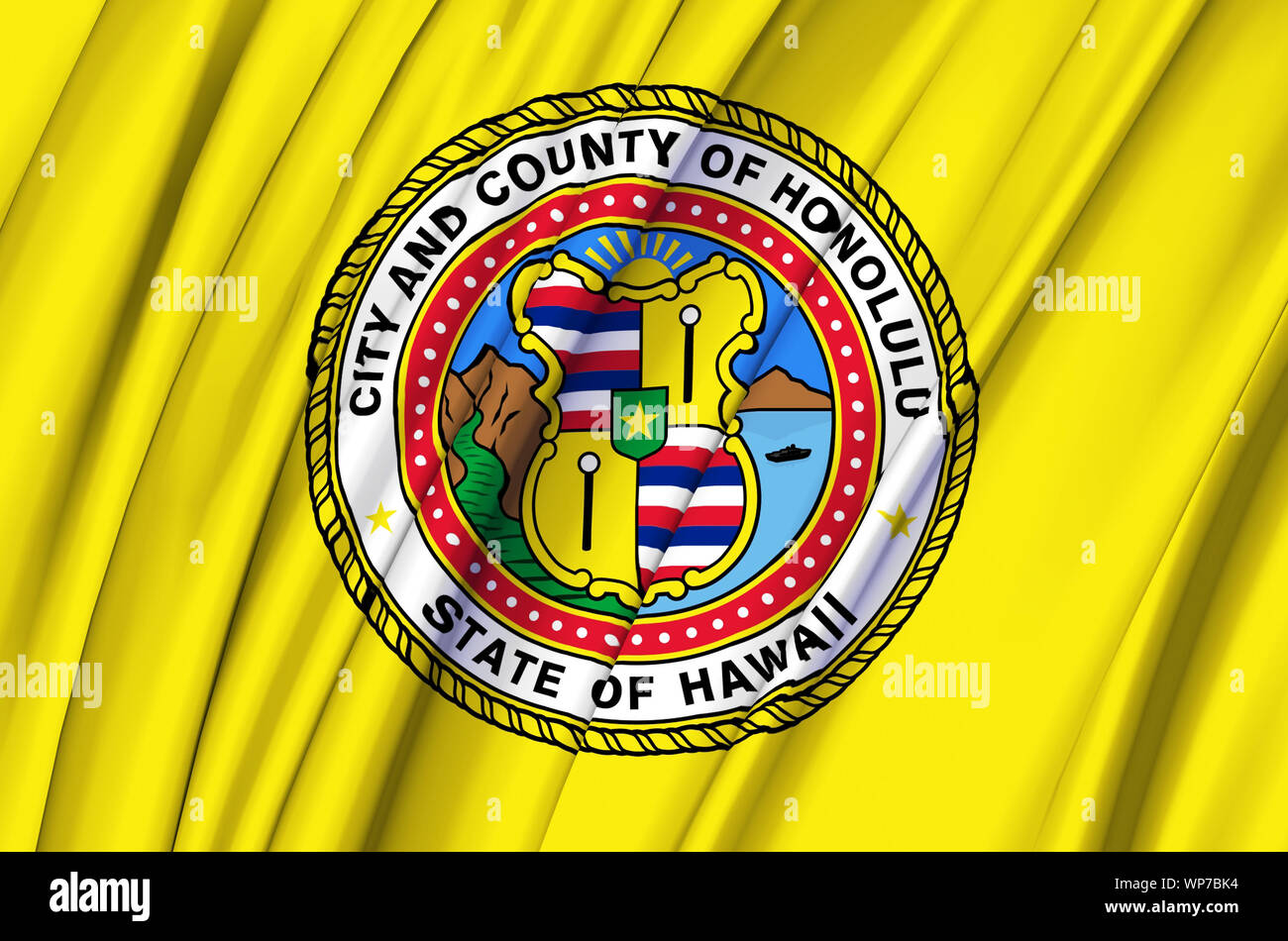 Honolulu Hawaii waving flag illustration. Regions and Cities of the ...