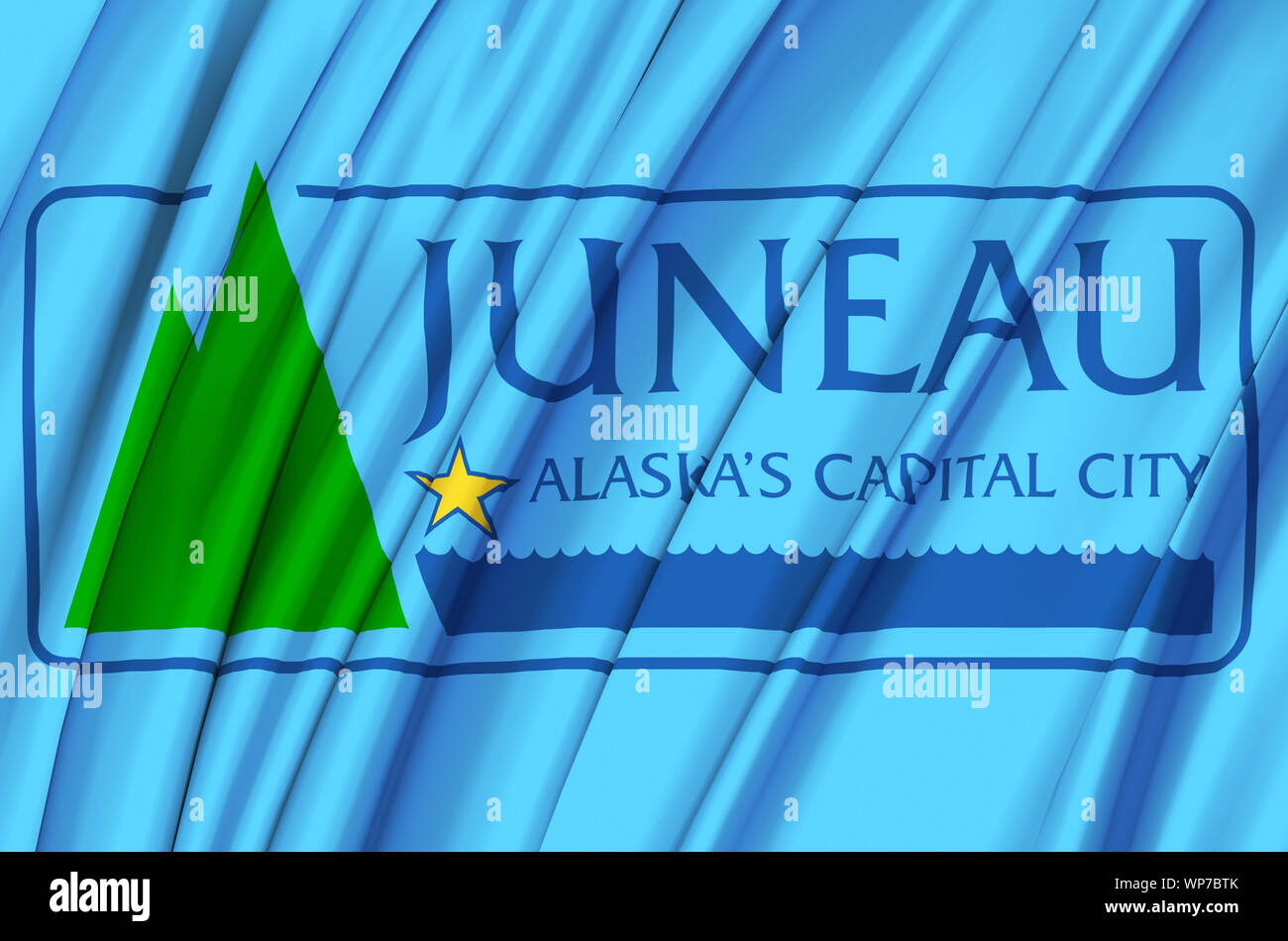 Juneau Alaska waving flag illustration. Regions and Cities of the ...