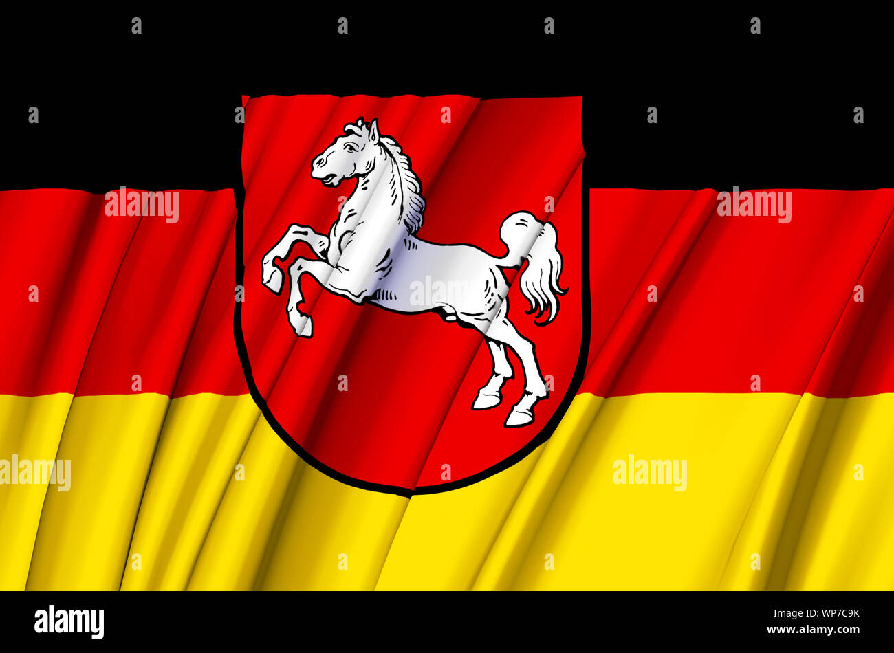 Lower Saxony waving flag illustration. Federal state of Germany ...