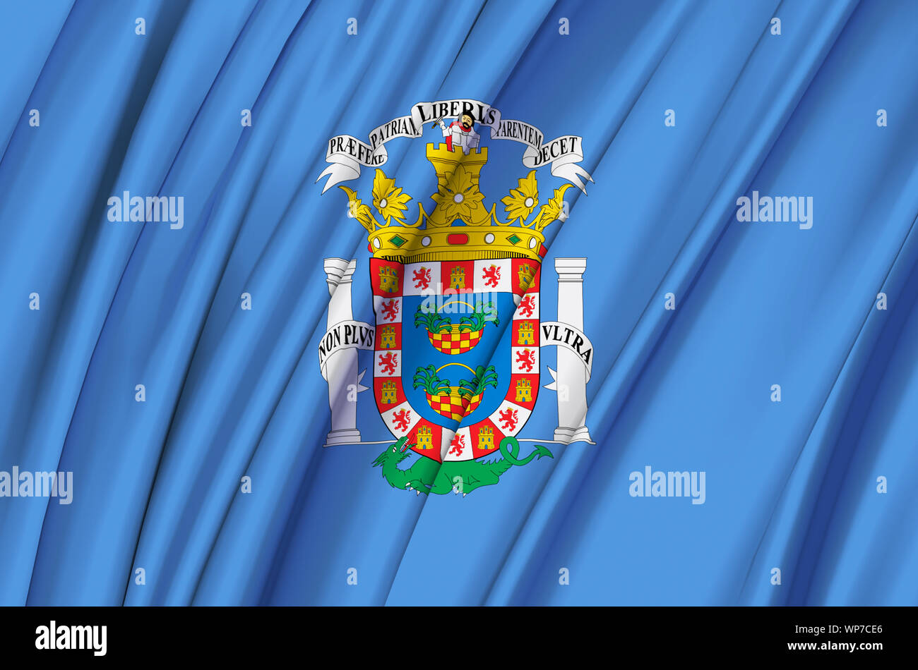 Melilla waving flag illustration. Regions and cities of Spain. Perfect ...