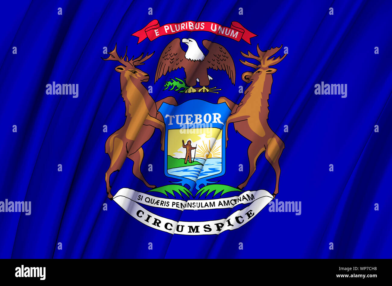 Michigan waving flag illustration. US states. Perfect for background ...
