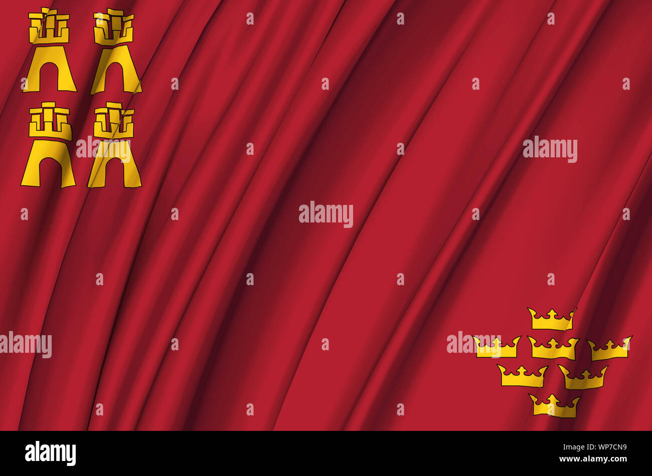 Murcia waving flag illustration. Regions and cities of Spain. Perfect ...