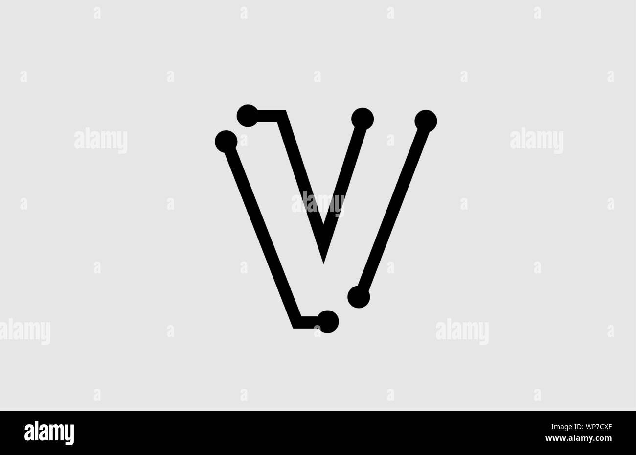 V letter alphabet logo design with line and dots suitable as a logotype ...