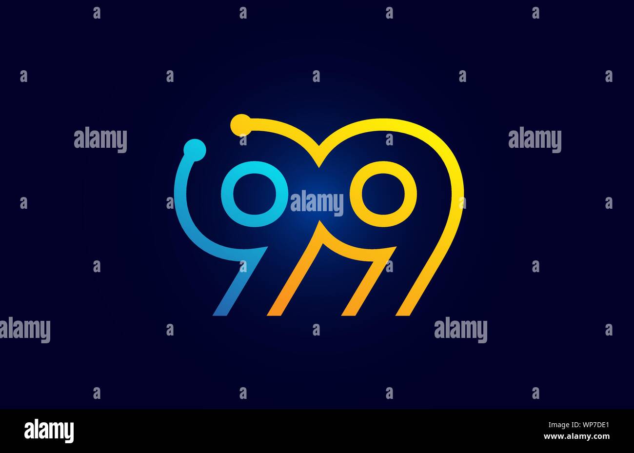 number 99 in blue and orange color for logo icon design suitable as a ...