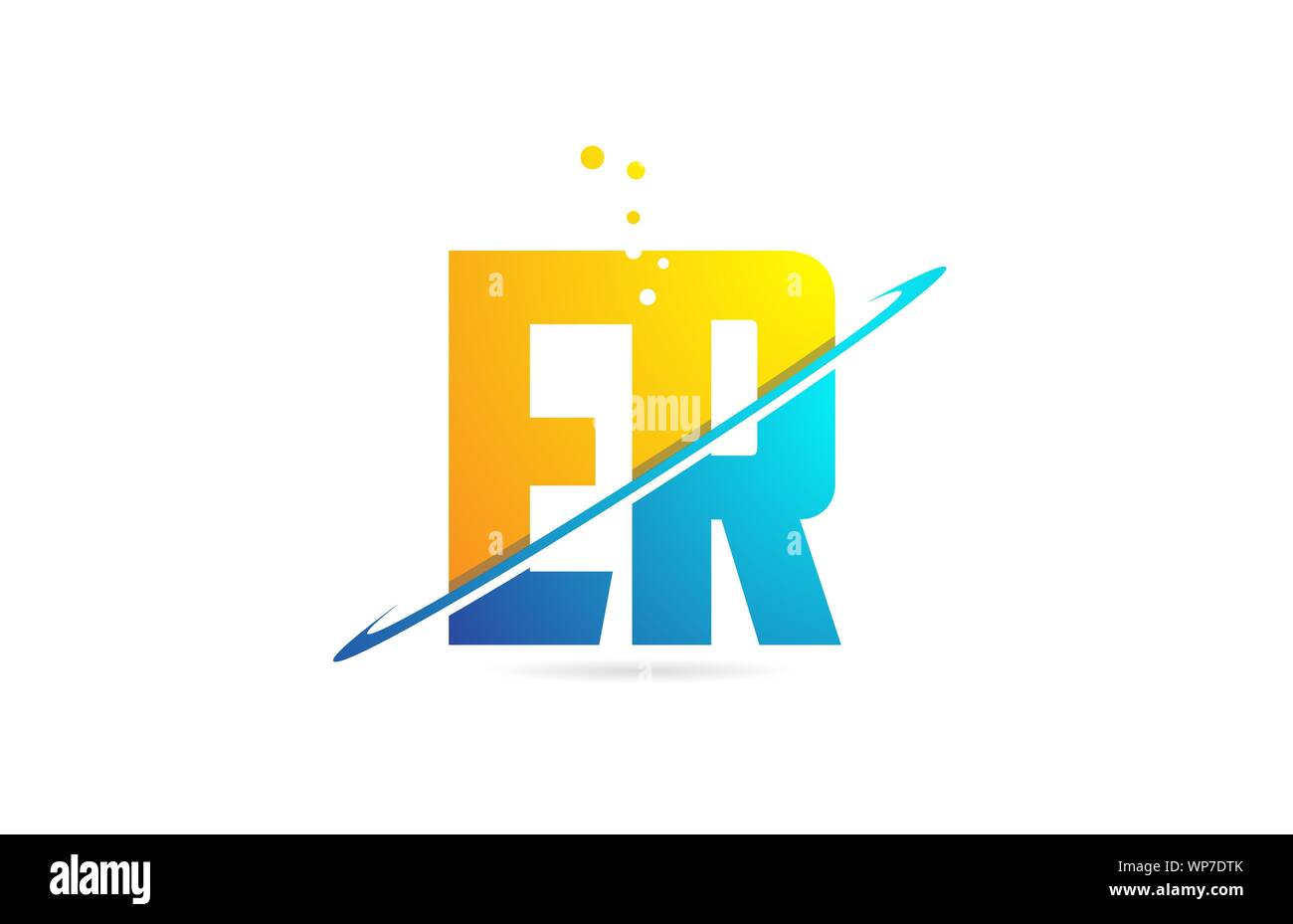 alphabet letter ER E R combination in blue and orange colors suitable ...