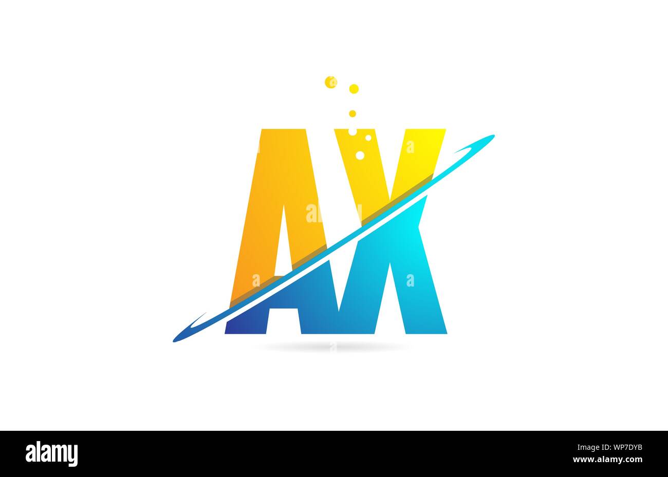 alphabet letter AX A X combination in blue and orange colors suitable ...