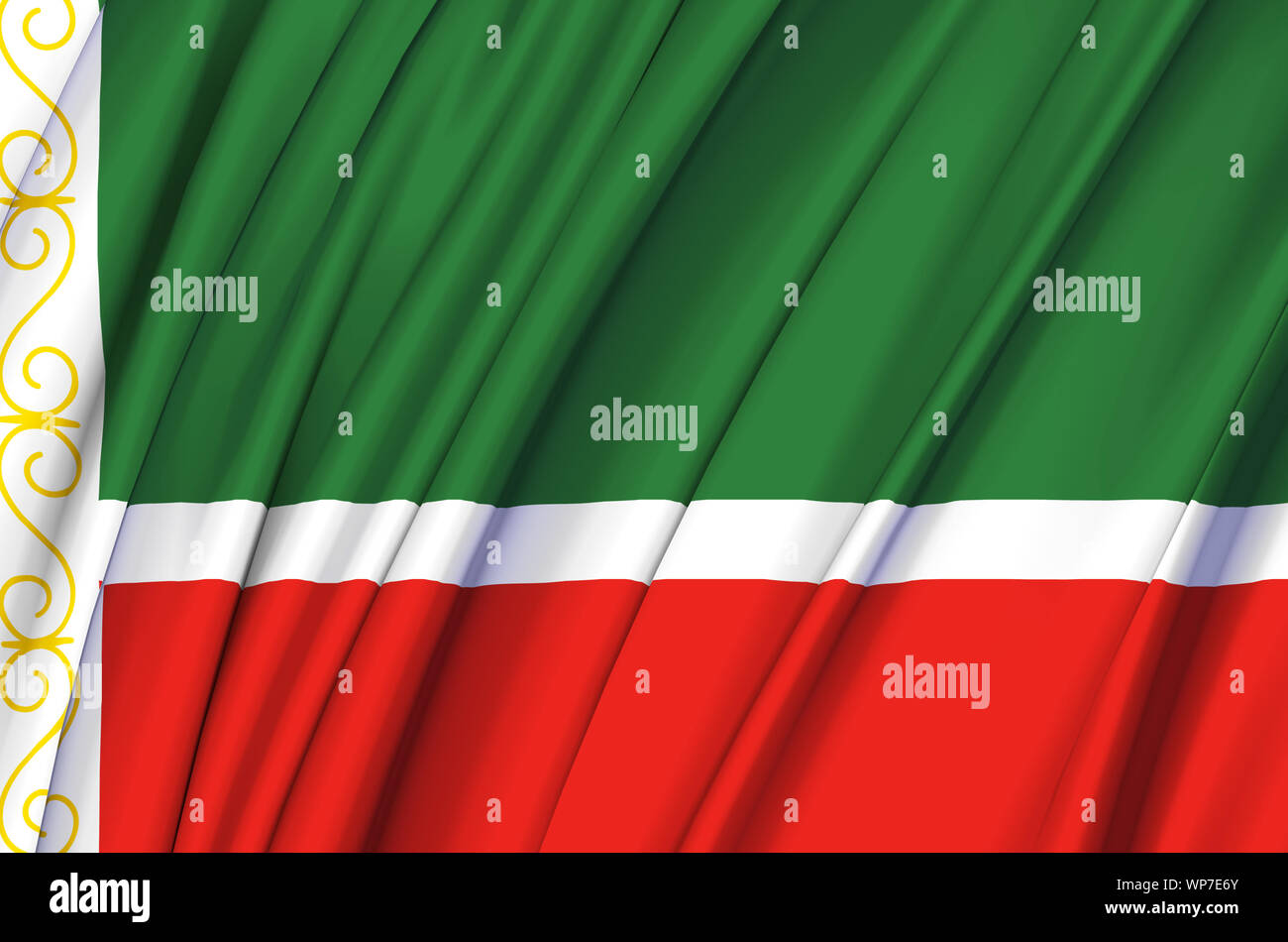 Thechechen Republic waving flag illustration. Regions of Russia ...