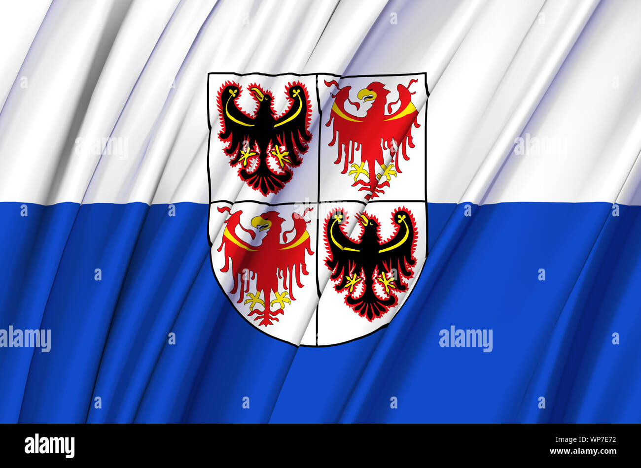 Trentino-South Tyrol waving flag illustration. Regions of Italy ...