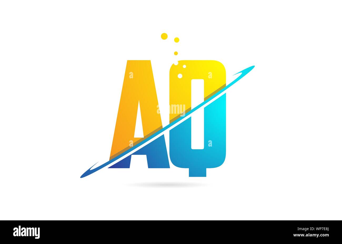 alphabet letter AQ A Q combination in blue and orange colors suitable ...