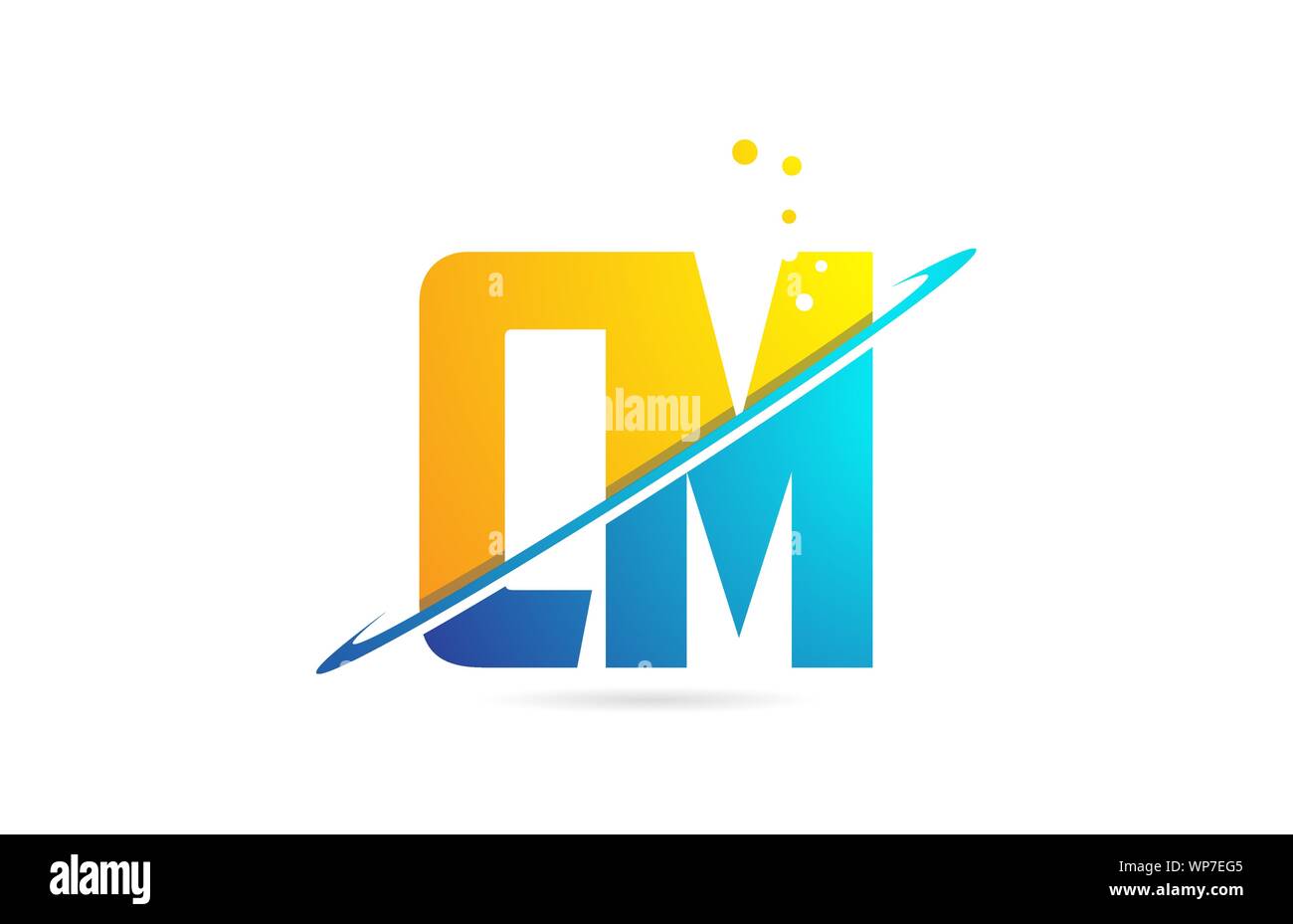 alphabet letter CM C M combination in blue and orange colors suitable ...