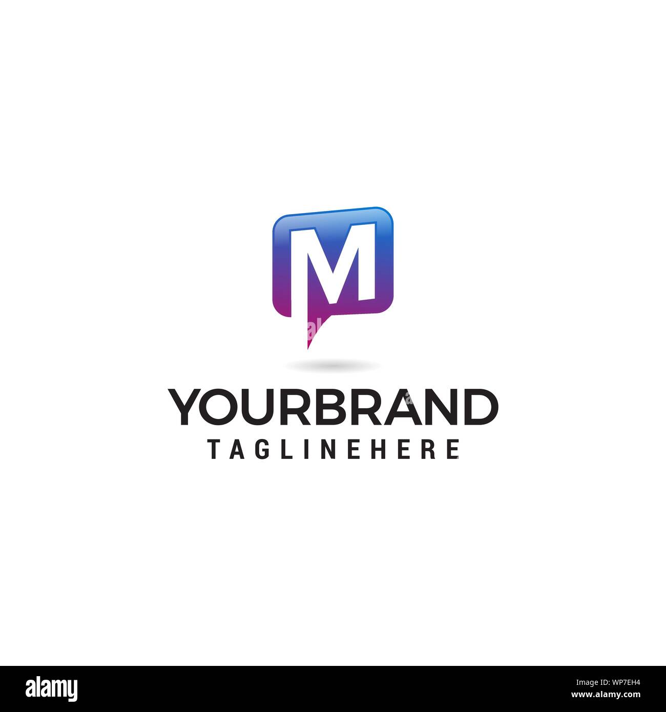 letter M chat logo abstract, vector alphabet. Communication icon vector ...
