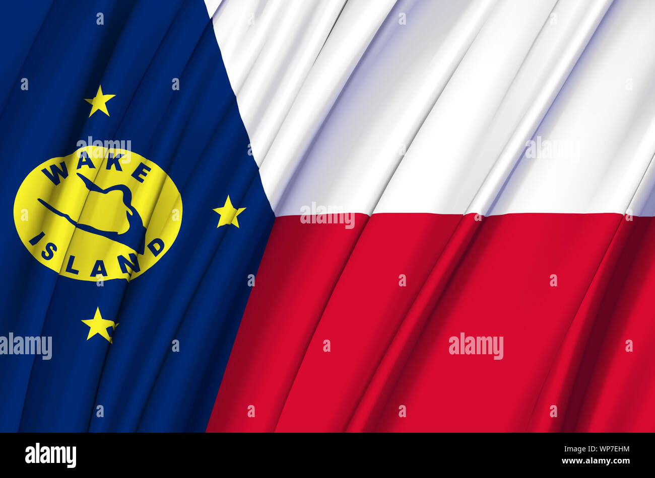 Wake Island waving flag illustration. Regions and Cities of the United ...