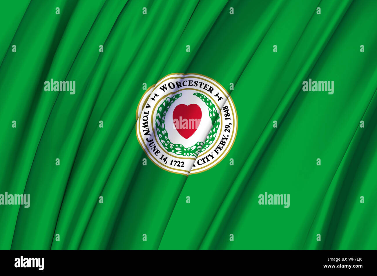 Worcester Massachusetts waving flag illustration. Regions and Cities of ...