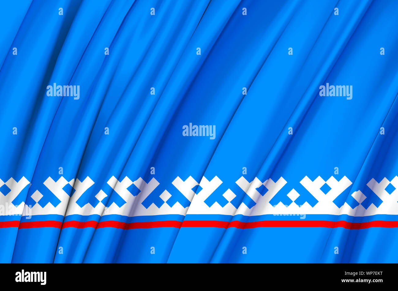 Yamal-Nenets Autonomous District waving flag illustration. Regions of ...