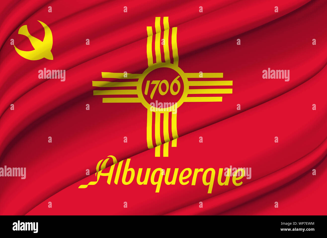 Albuquerque New Mexico waving flag illustration. Regions and Cities of ...