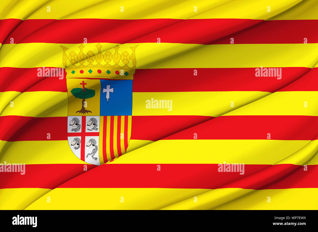 Aragon waving flag illustration. Regions and cities of Spain. Perfect ...