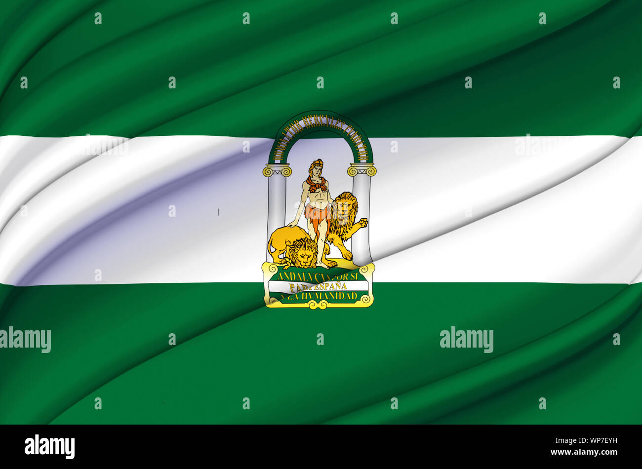 Andalusia waving flag illustration. Regions and cities of Spain ...