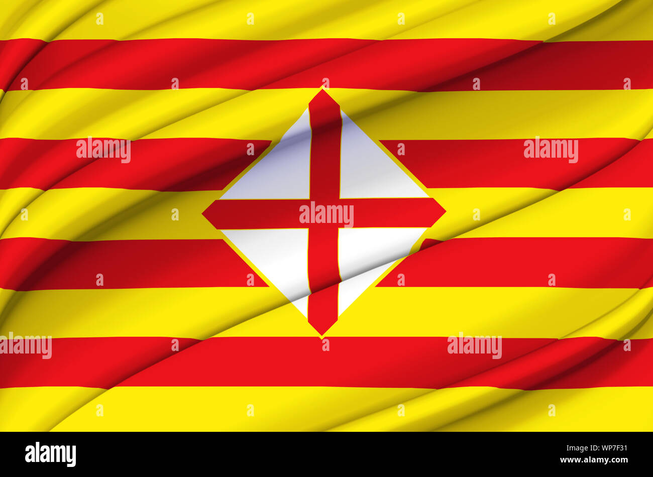 Barcelona waving flag illustration. Regions and cities of Spain ...