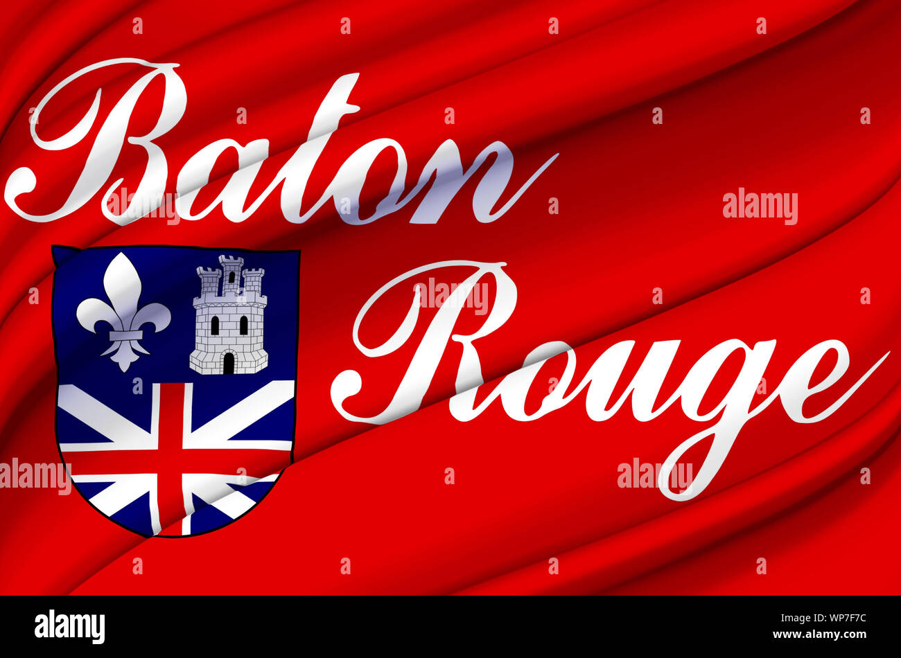 Baton Rouge waving flag illustration. Regions and Cities of the United ...