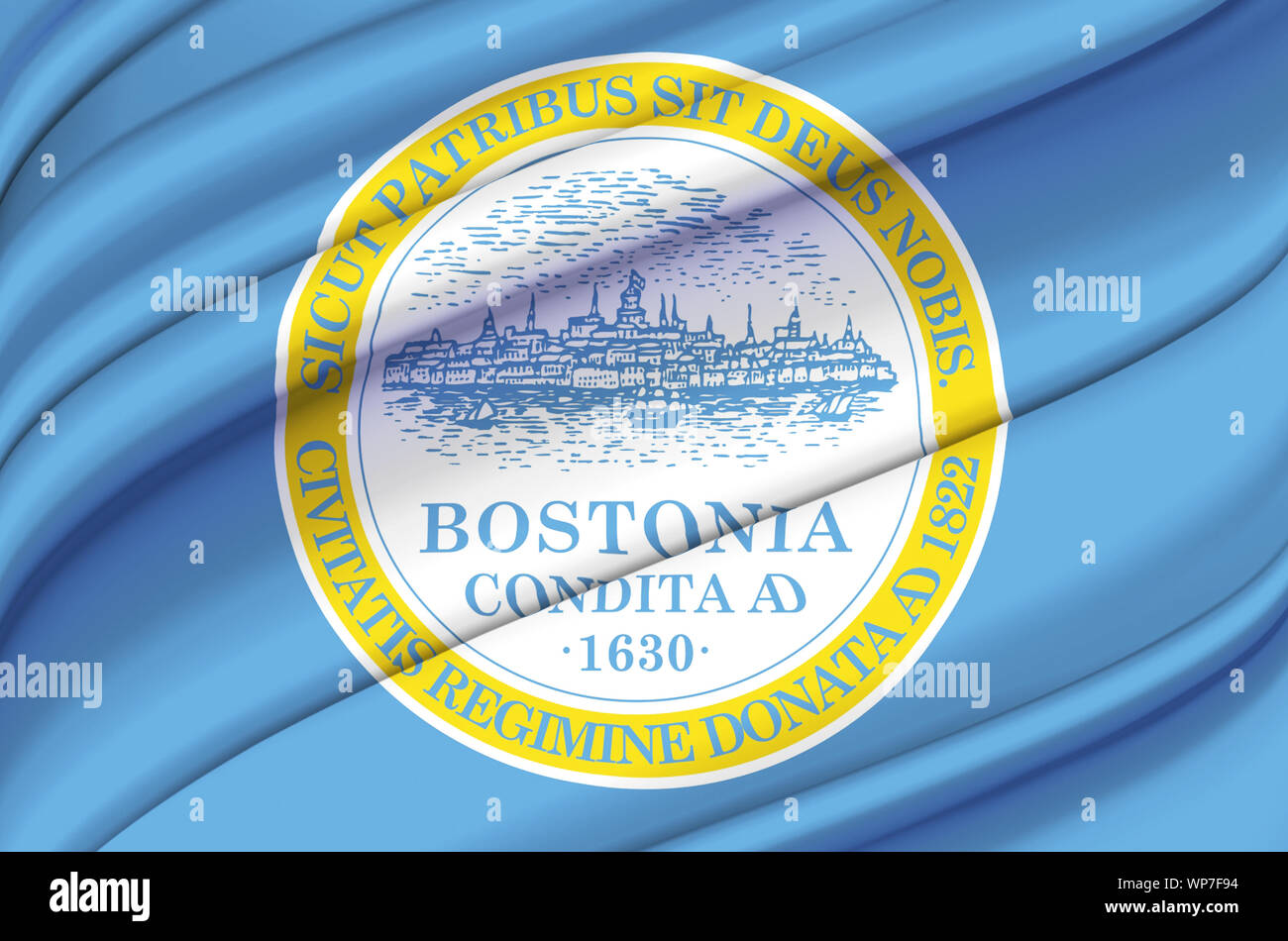 Boston waving flag illustration. Regions and Cities of the United ...