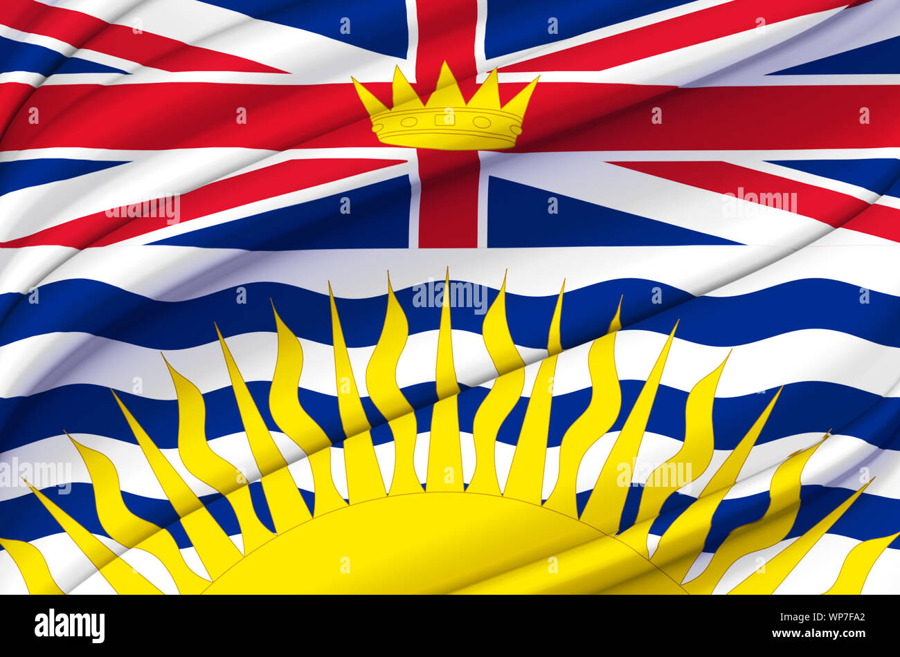 British Columbia waving flag illustration. States, cities and Regions ...