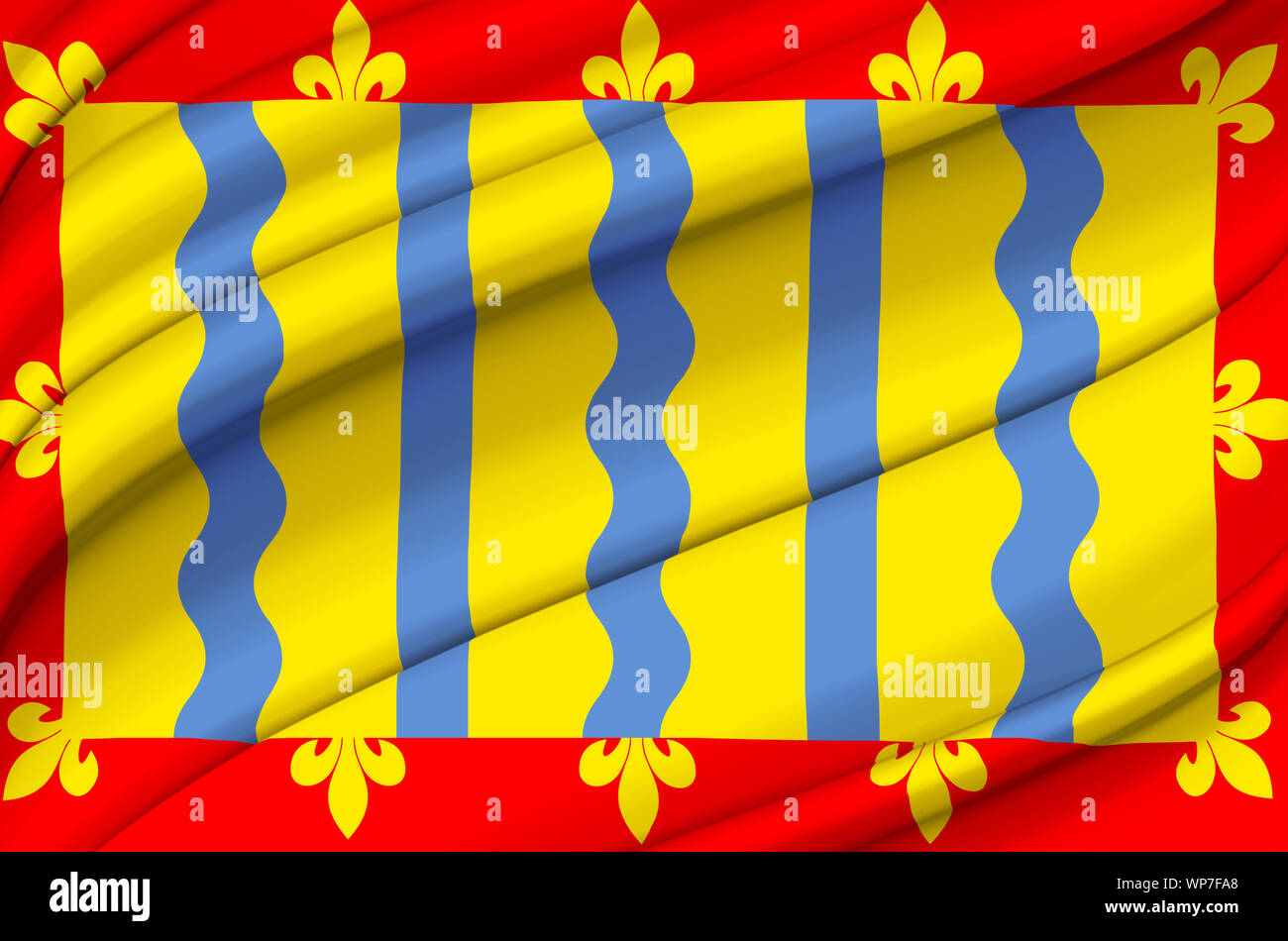 Cambridgeshire waving flag illustration. Regions of England and United ...