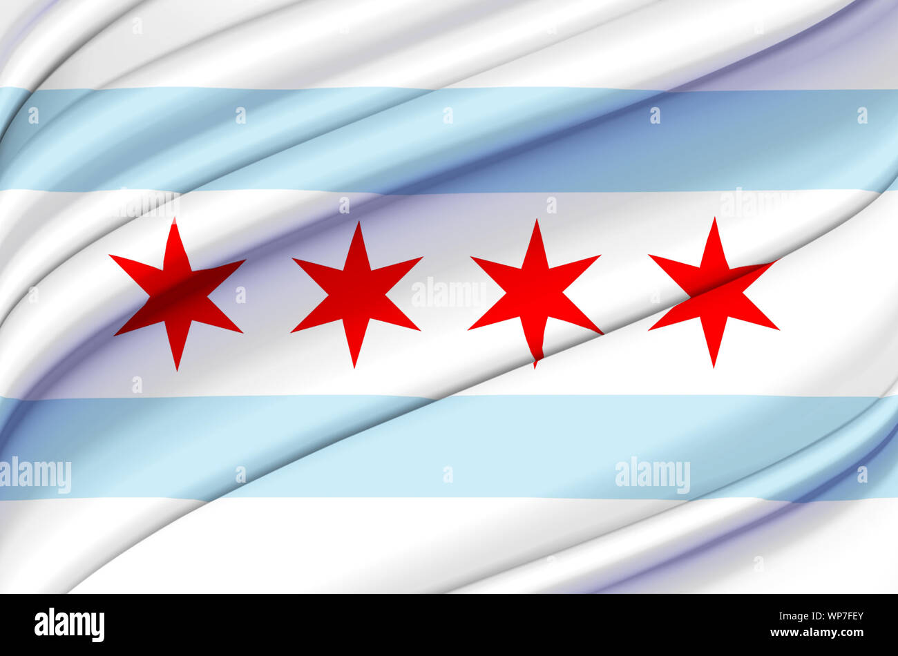 Chicago waving flag illustration. Regions and Cities of the United ...